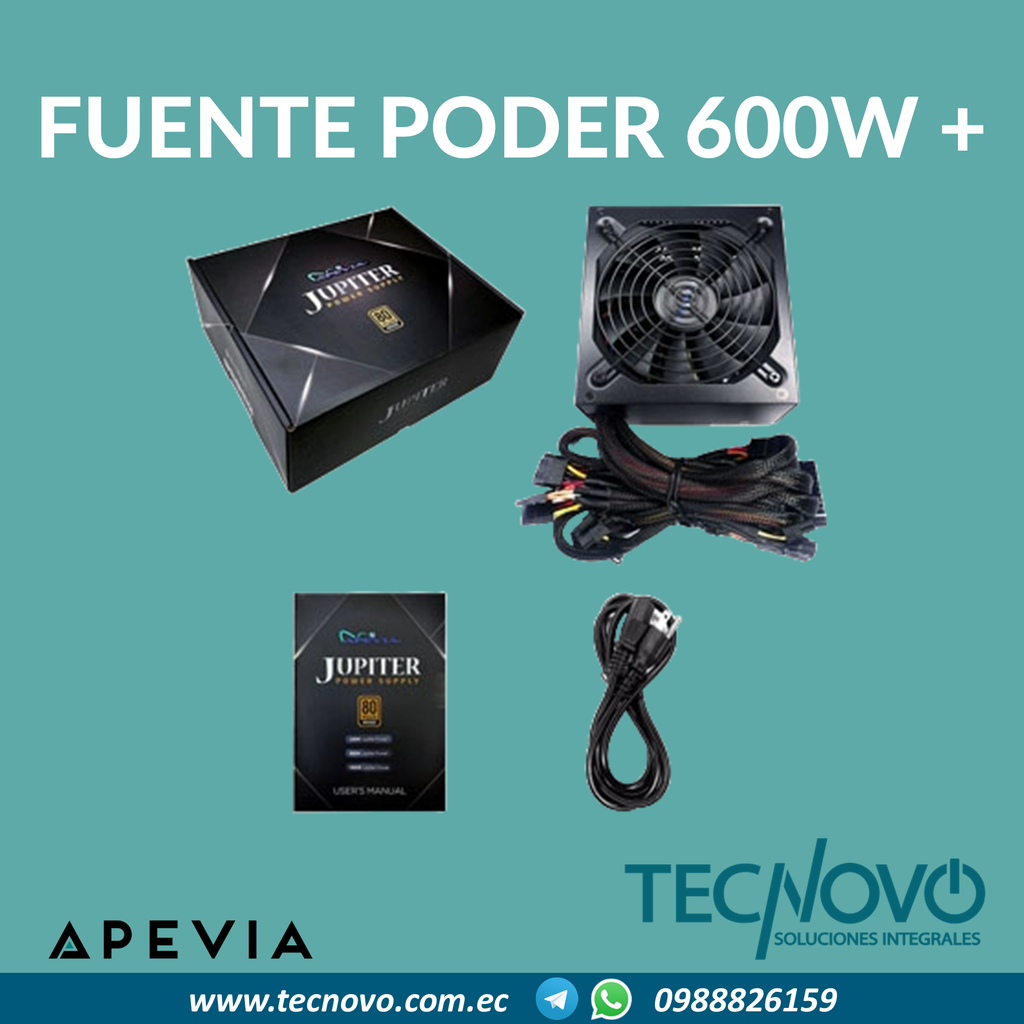 Fuente de poder JUPITER 800W 80 Plus Bronce | TECNOVO SOLUCIONES INTEGRALES